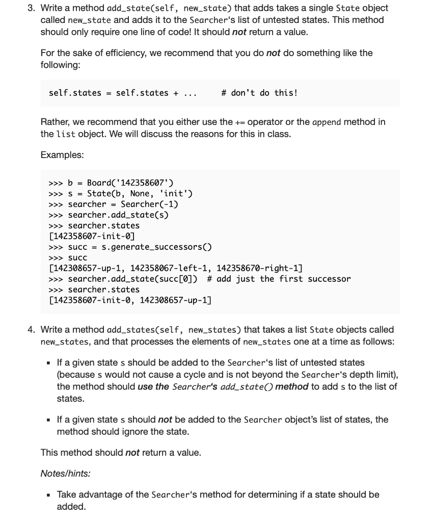 Solved Part III: A Searcher class for random search In the | Chegg.com