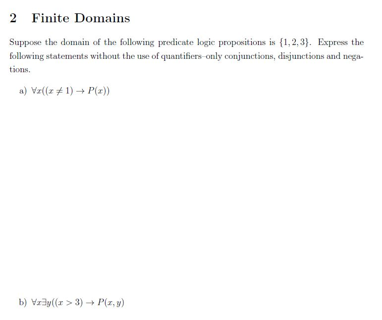 Solved 2 Finite Domains Suppose the domain of the following | Chegg.com