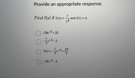 Solved Provide an appropriate response. Find f(x) if | Chegg.com