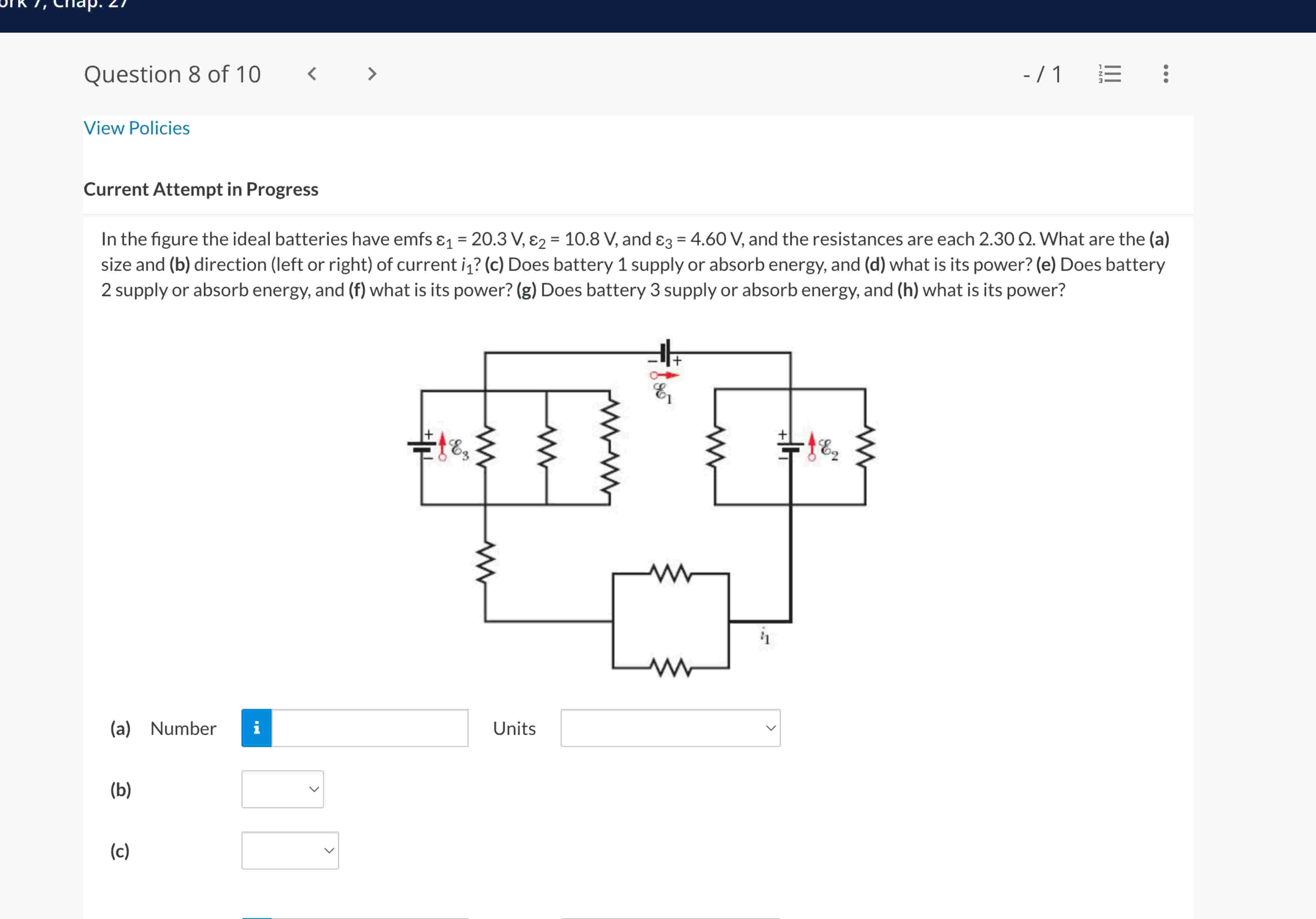 Solved Question 8 of 10? 1View PoliciesCurrent Attempt in | Chegg.com