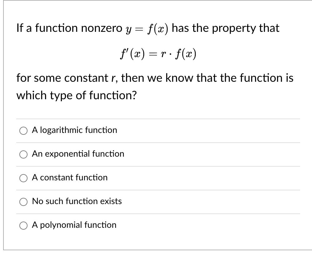 Solved If a function nonzero y = f(x) has the property that | Chegg.com
