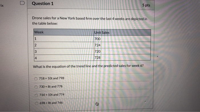 Solved DQuestion 1 5 pts ix Drone sales for a New York based | Chegg.com Solved DQuestion 1 5 pts ix Drone sales for a New York based | Chegg.com