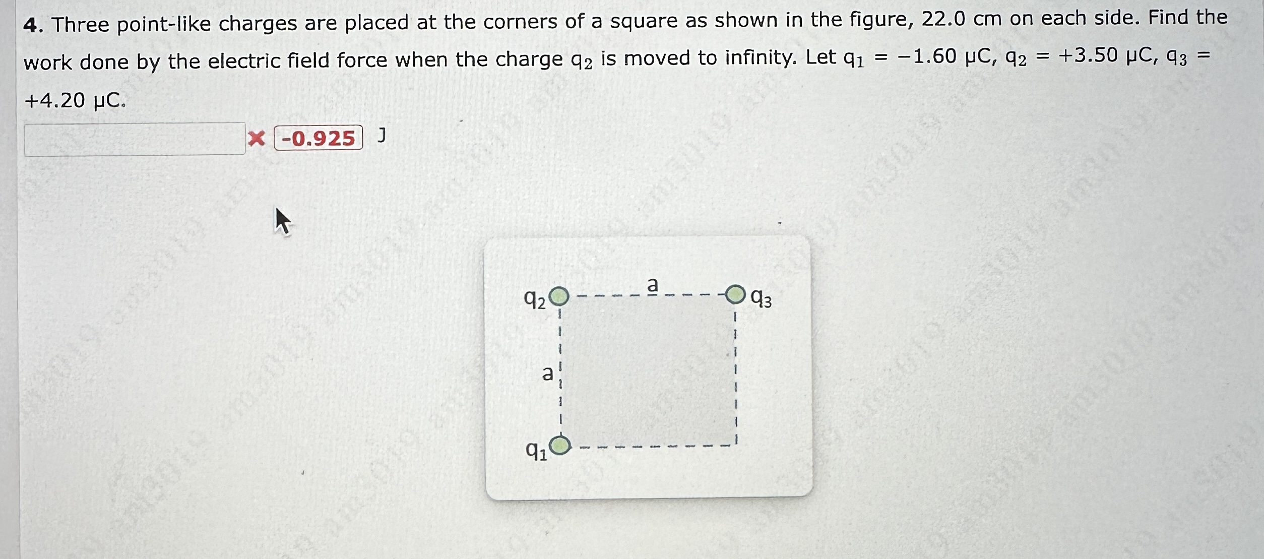 Solved 4. Three point-like charges are placed at the corners | Chegg.com