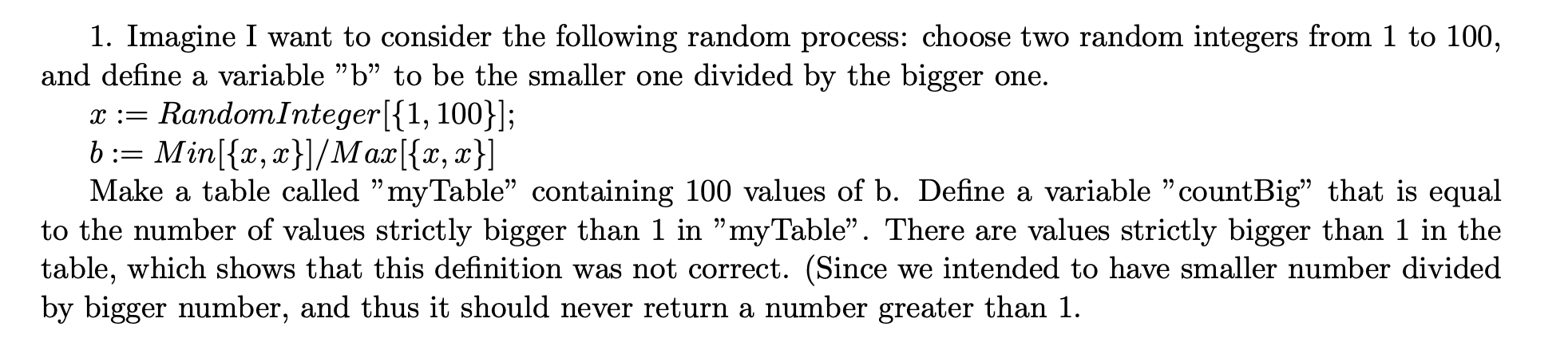 Solved 1. Imagine I want to consider the following random | Chegg.com