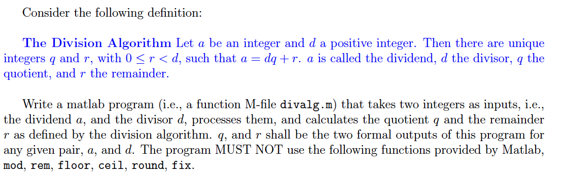 Solved Consider the following definition: The Division | Chegg.com