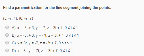 Solved Find a parametrization for the line segment joining | Chegg.com