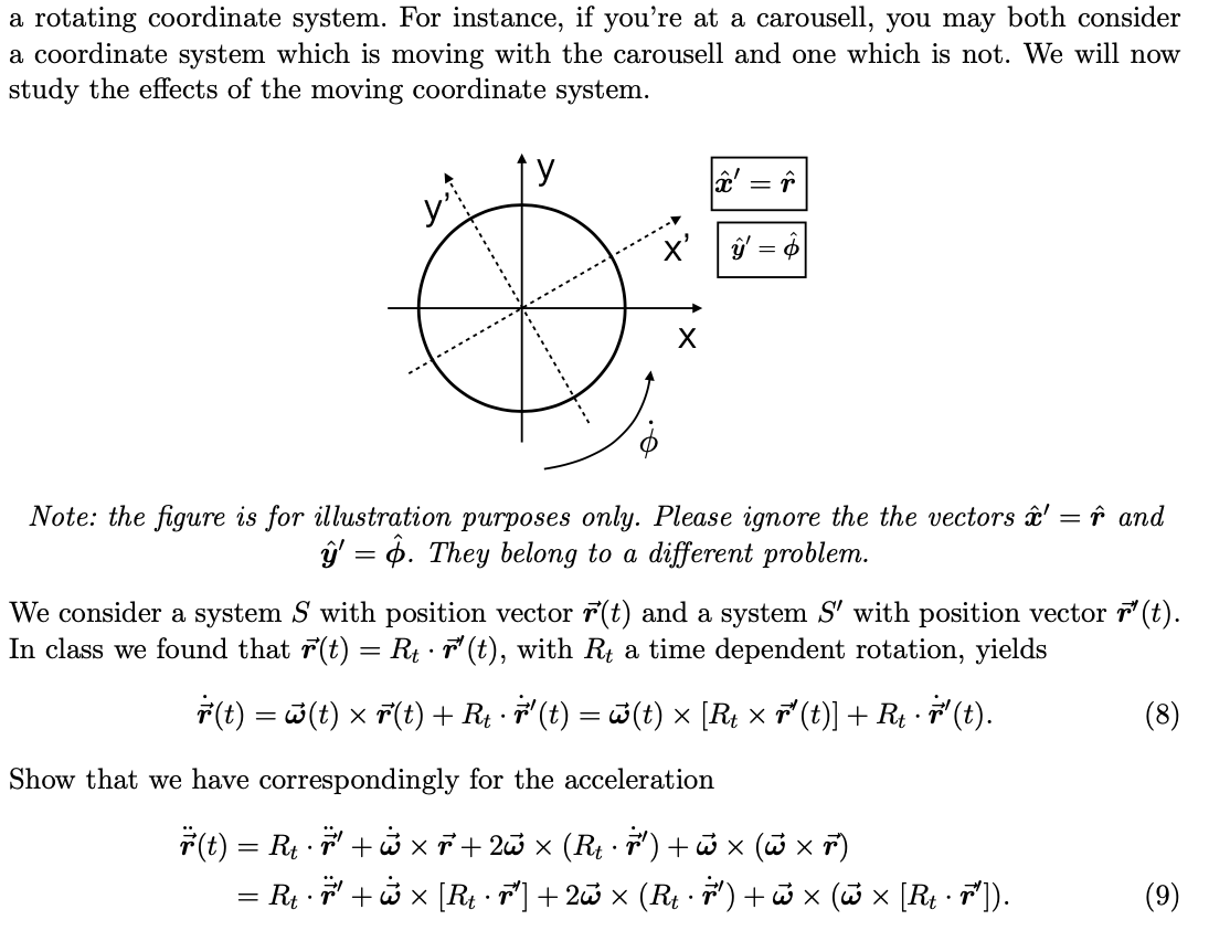 Solved a rotating coordinate system. For instance, if you're | Chegg.com