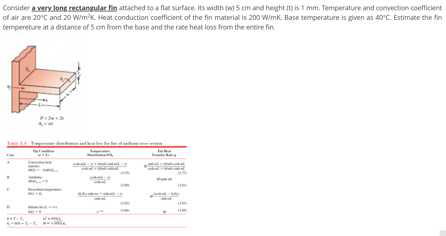 Solved Consider a very long rectangular fin attached to a | Chegg.com