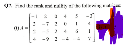 Solved Q6. Find the rank of the following matrices: (i) | Chegg.com