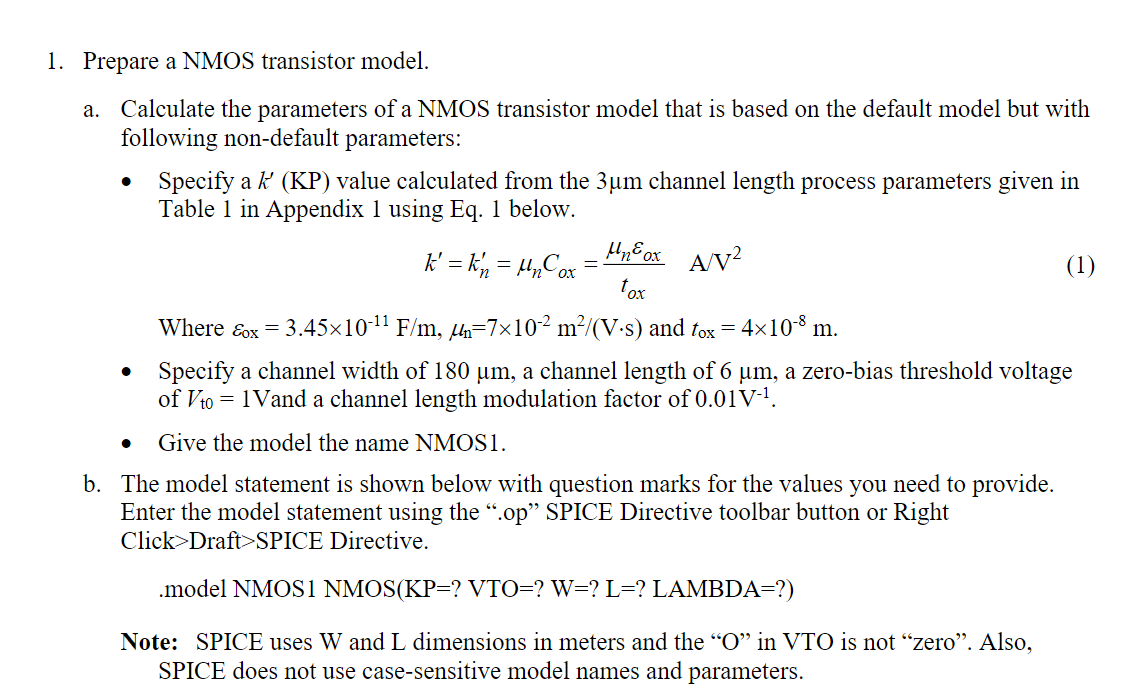 Fig. 1. NMOS transistor CS characteristics test | Chegg.com