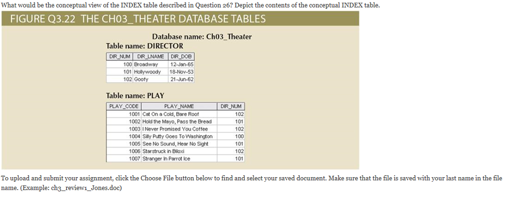 What would be the conceptual view of the INDEX table | Chegg.com