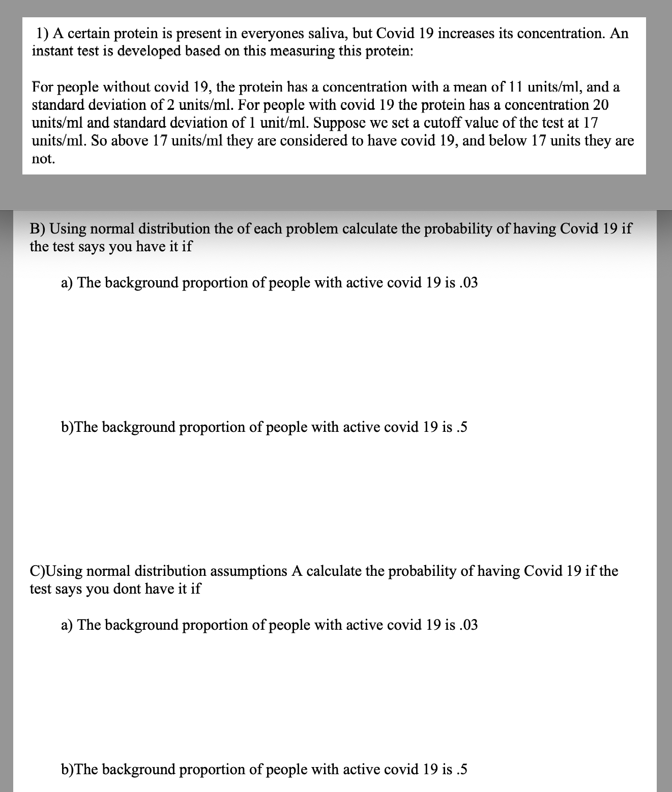 Solved B) ﻿Using normal distribution the of each problem | Chegg.com