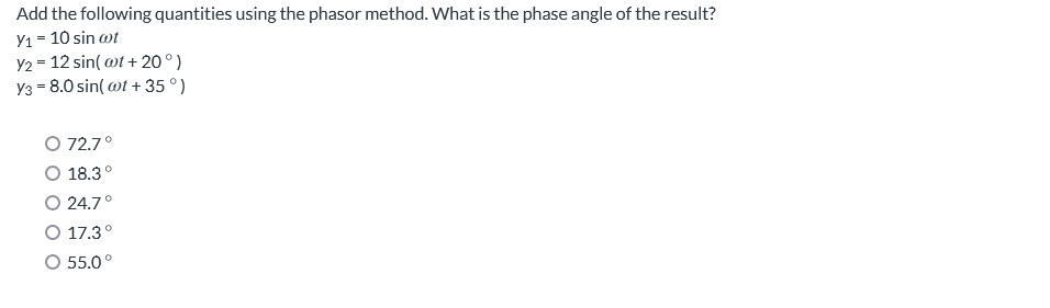 Solved Add the following quantities using the phasor method. | Chegg.com