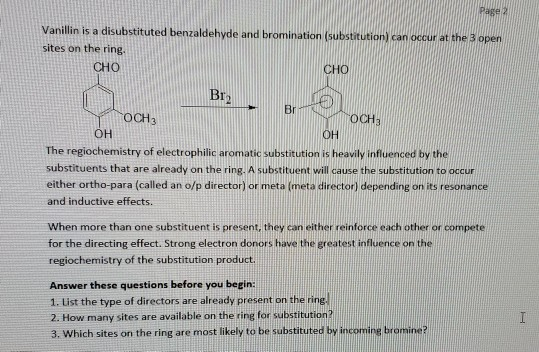 Solved Vanillin is a disubstituted benzaldehyde and | Chegg.com