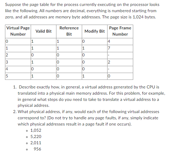 Solved Suppose the page table for the process currently | Chegg.com
