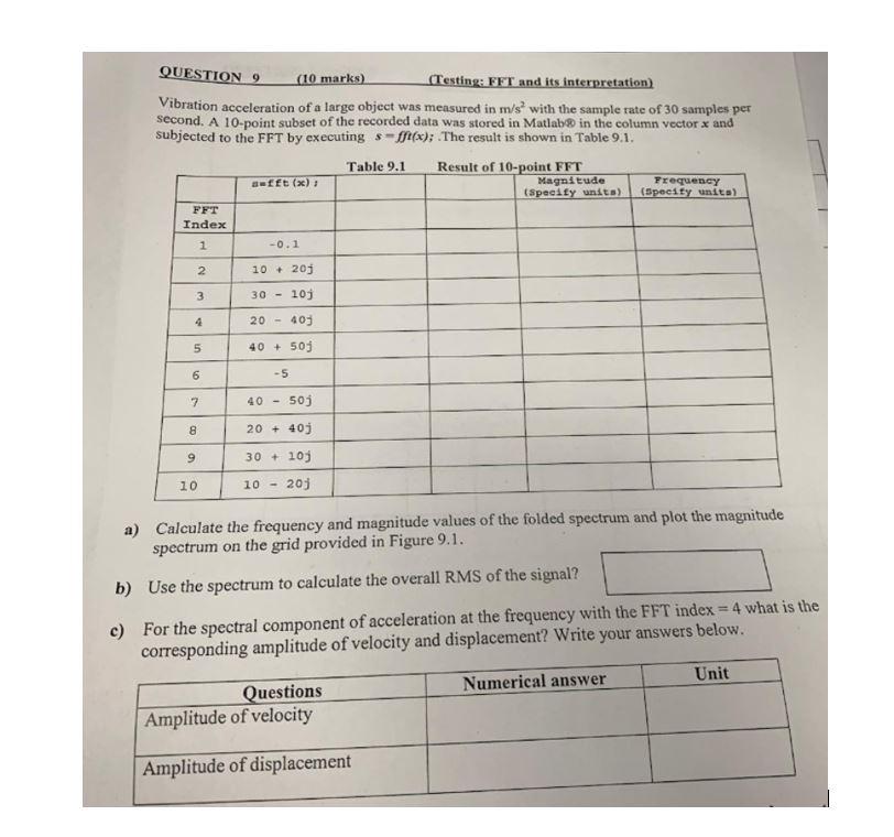 Vibration acceleration of a large object was measured | Chegg.com