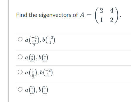 Solved Find the eigenvectors of A=(2142). | Chegg.com