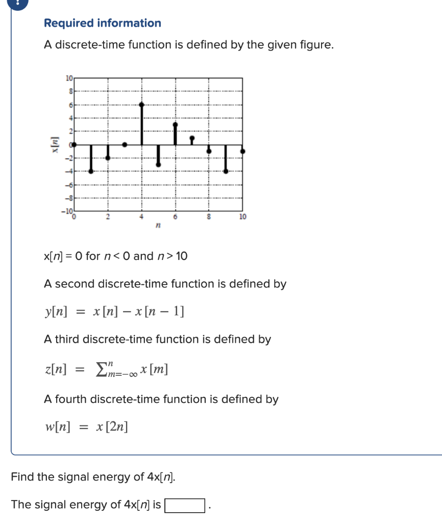 Solved Required information A discrete-time function is | Chegg.com