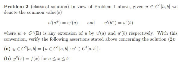 Solved Problem 2 (classical solution) In view of Problem 1 | Chegg.com