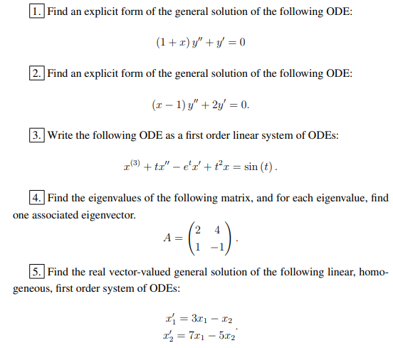 Solved 1. Find an explicit form of the general solution of | Chegg.com