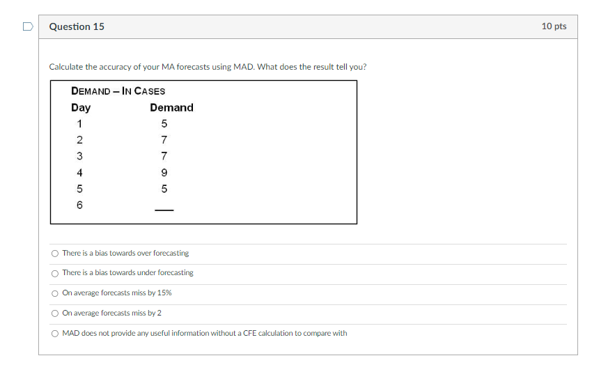 Solved Calculate the accuracy of your MA forecasts using | Chegg.com