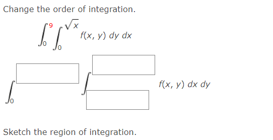 Solved Change the order of integration. | Chegg.com