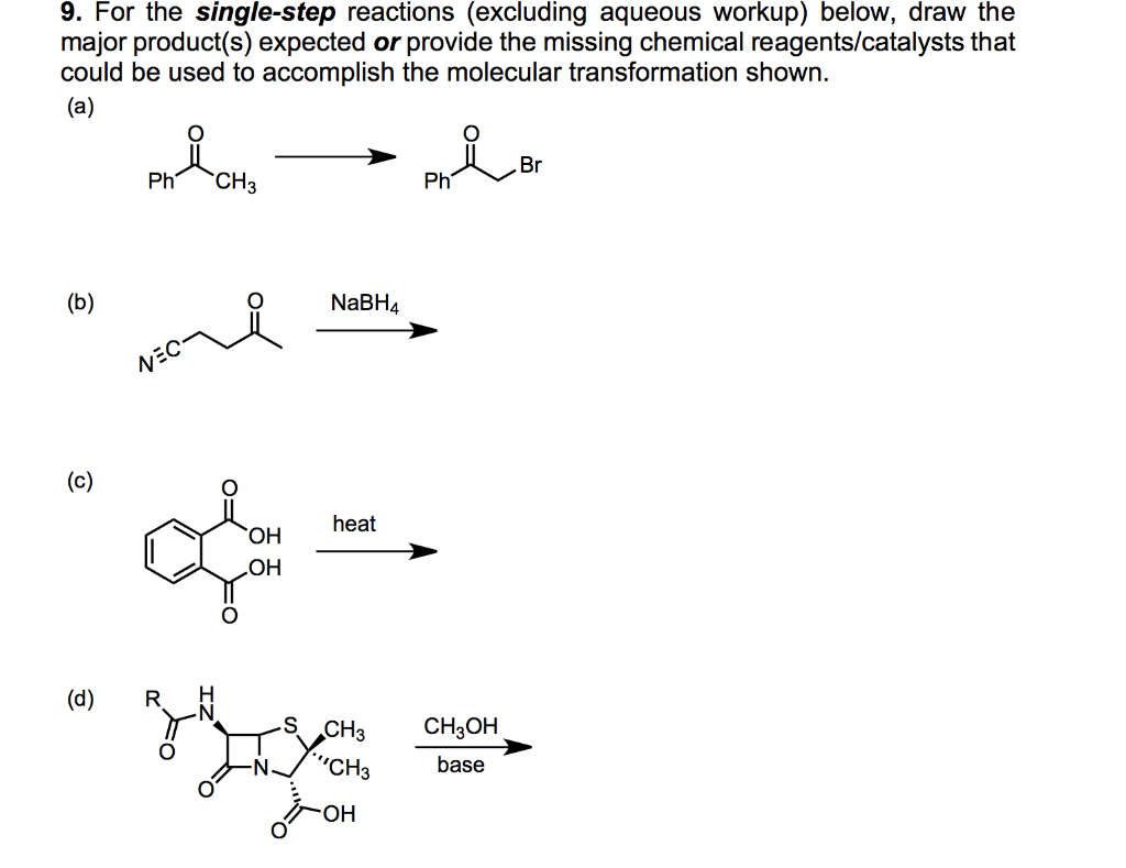 Solved 9. For the single-step reactions (excluding aqueous | Chegg.com