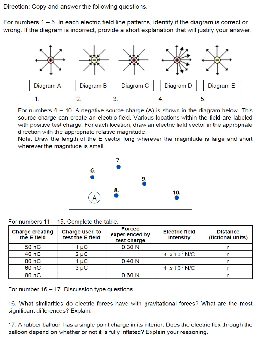 Solved Direction: Copy and answer the following questions. | Chegg.com