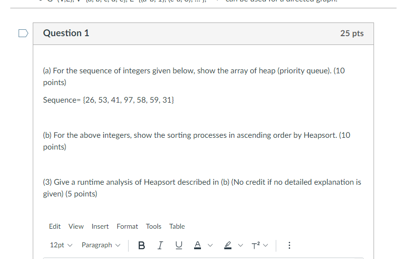 Solved (a) For the sequence of integers given below, show | Chegg.com