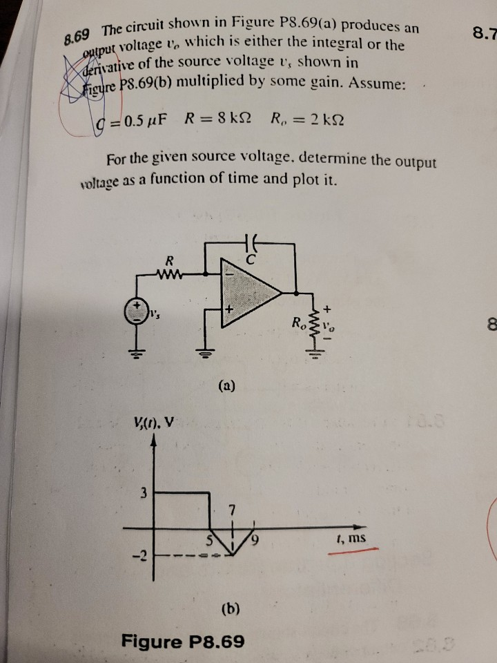 Solved 8.69 The circuit shown in Figure P8.69(a) produces an | Chegg.com