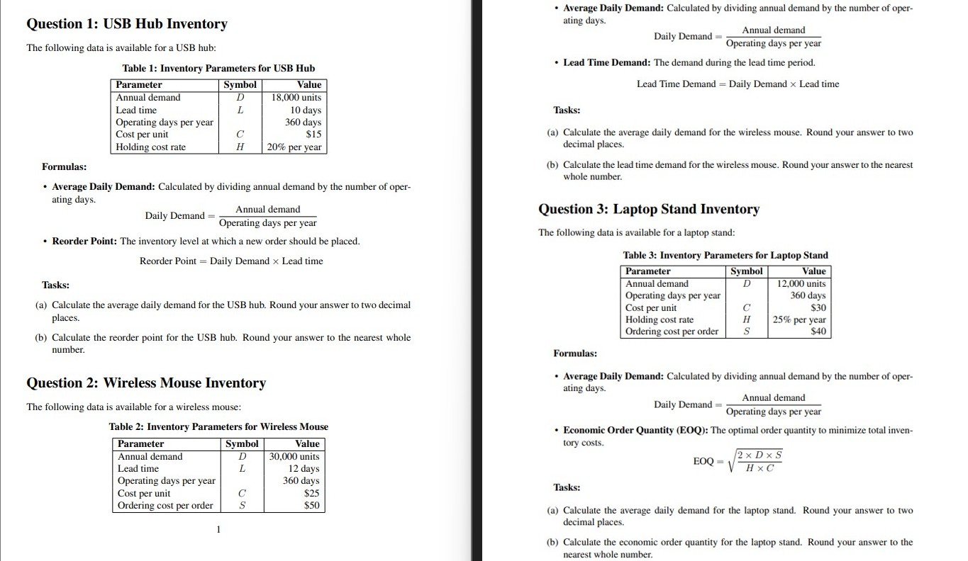 Solved EOQ ROP QUESTIONS IN OPERATIONS MANAGEMENT | Chegg.com