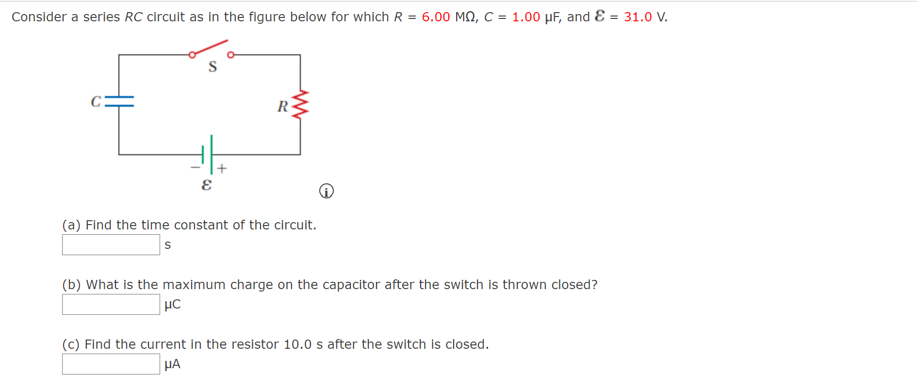 Solved Consider a series RC circuit as in the figure below | Chegg.com