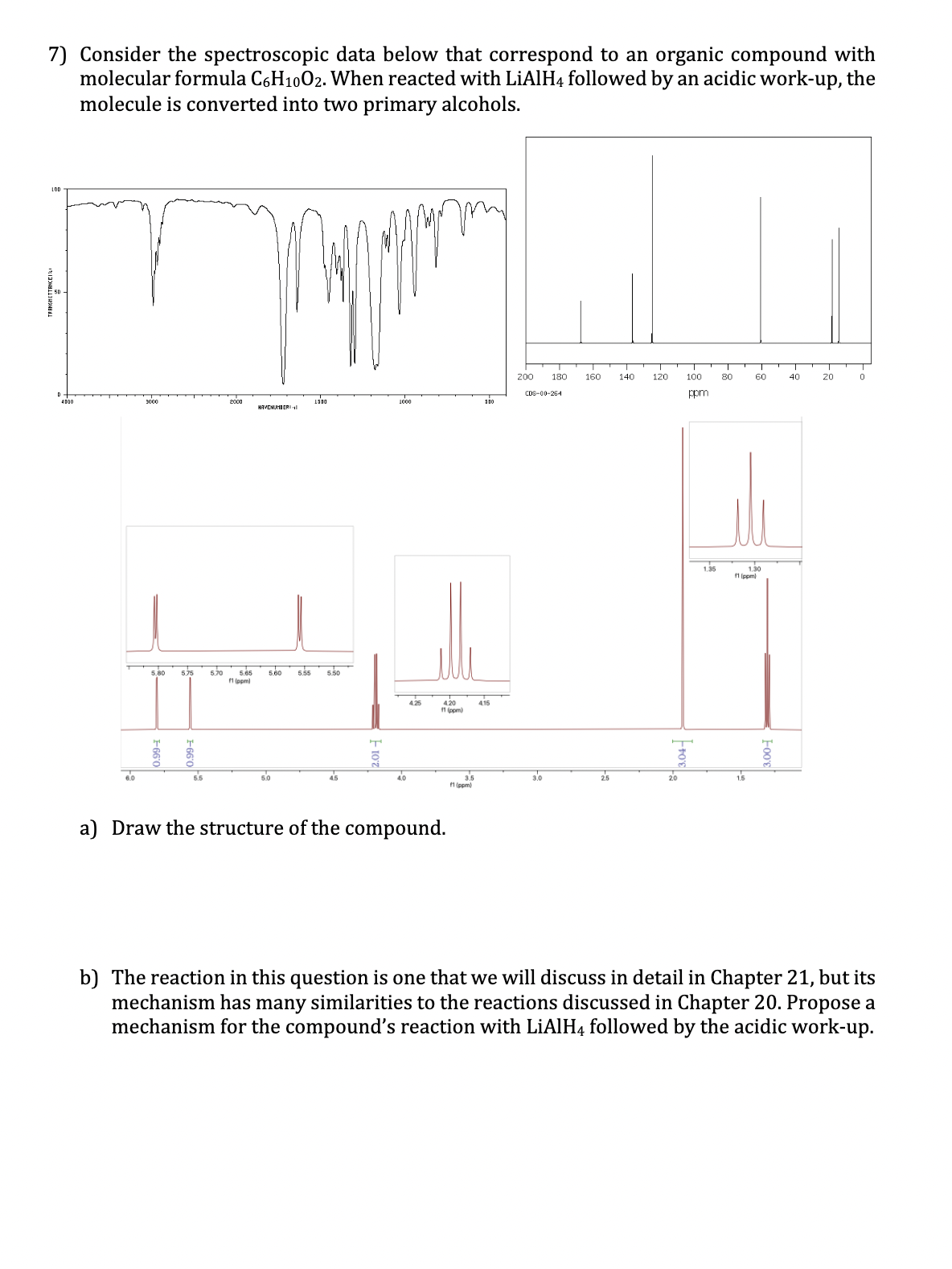 Solved 7) Consider the spectroscopic data below that | Chegg.com