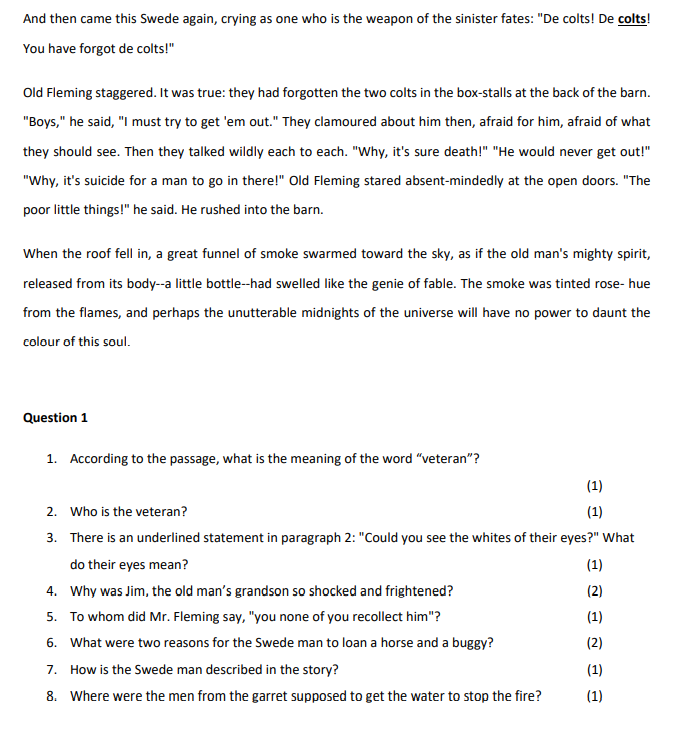 Solved The Veteran by Stephen Crane Read thoroughly the text | Chegg.com