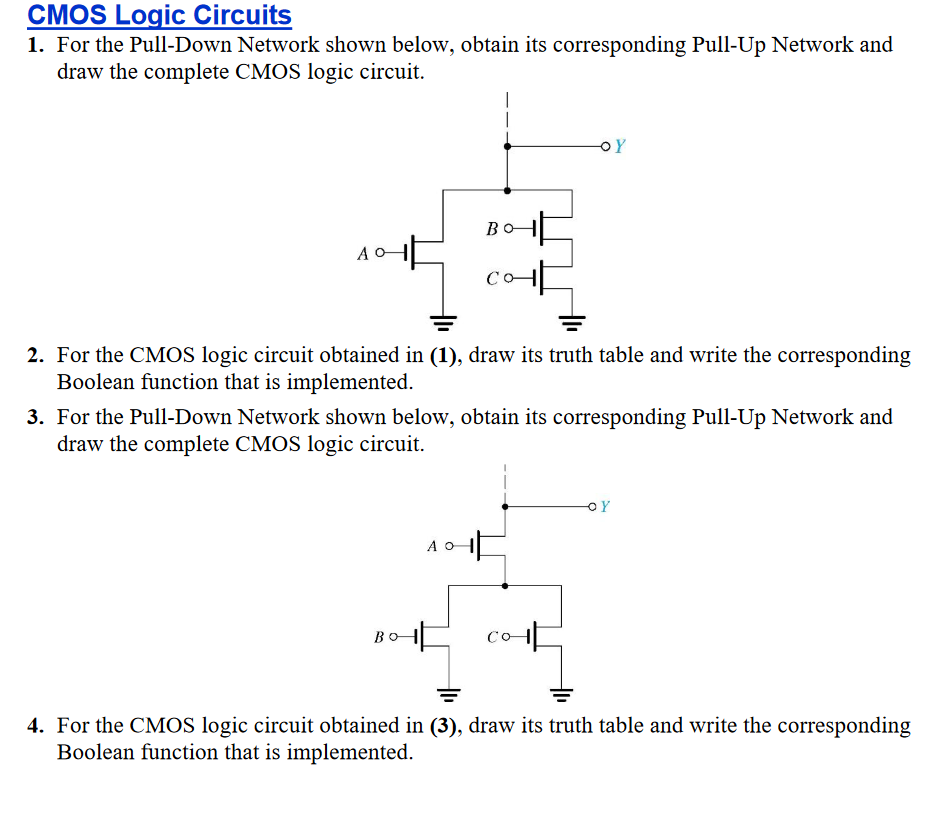 Solved CiMOS LoqIC Circuits 1. For the Pull-Down Network | Chegg.com