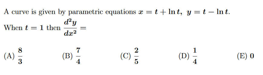 Solved A curve is given by parametric equations x = t + ln | Chegg.com