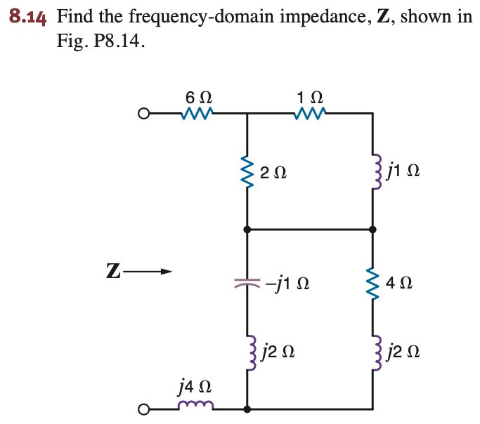 Solved 8.14 Find the frequency-domain impedance, Z, shown in | Chegg.com