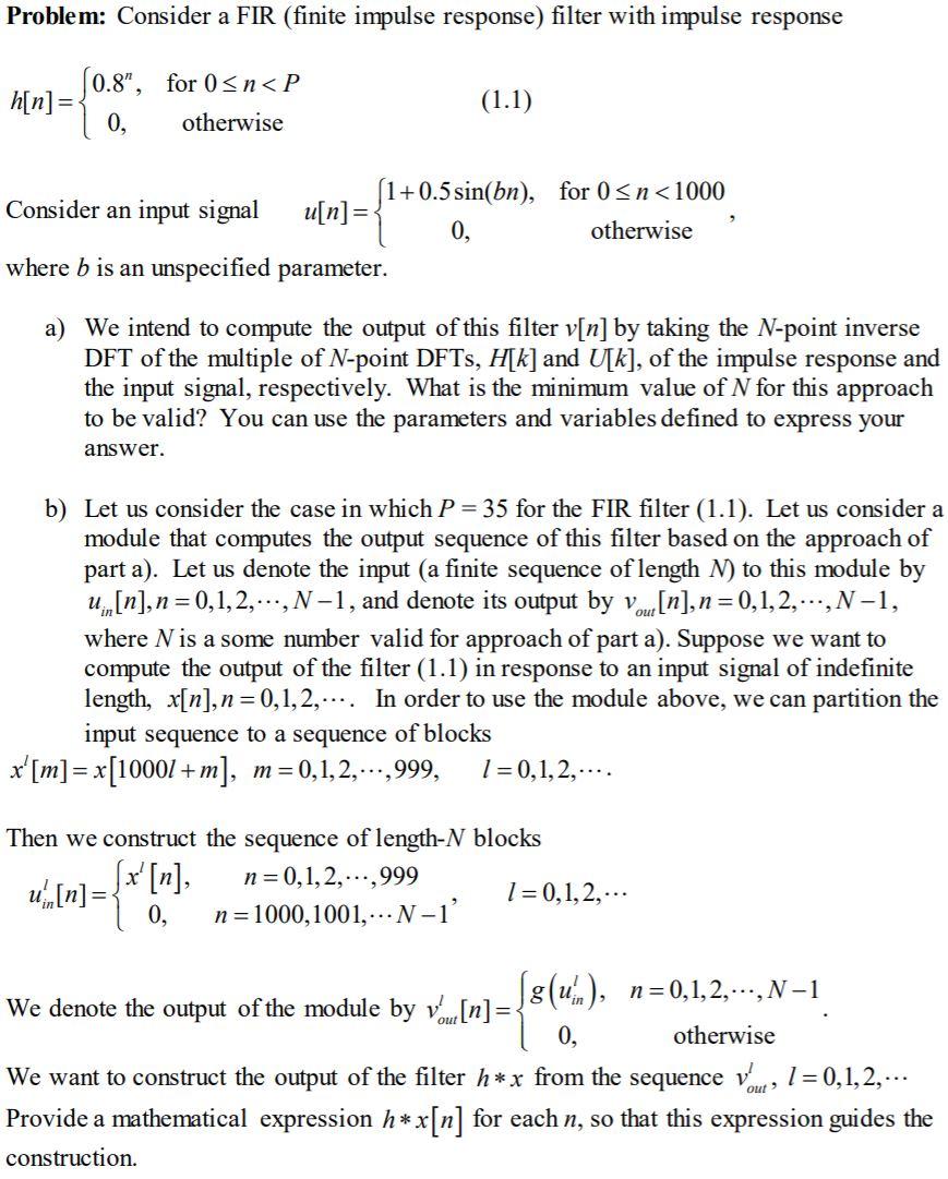 Solved Problem: Consider a FIR (finite impulse response) | Chegg.com