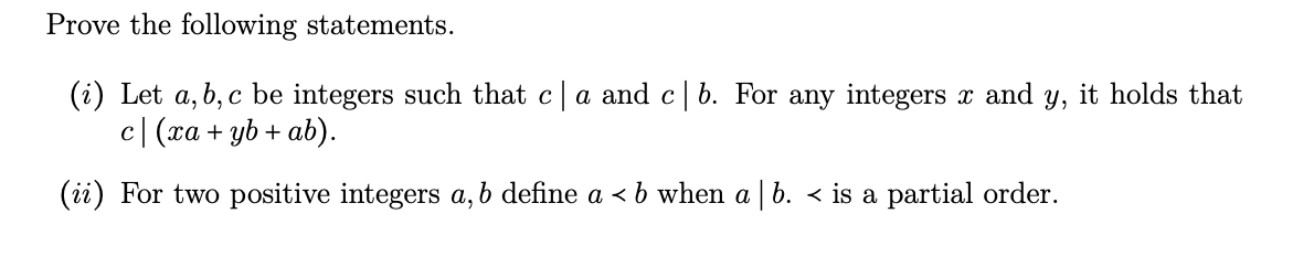 Solved Prove the following statements. (i) Let a,b,c be | Chegg.com