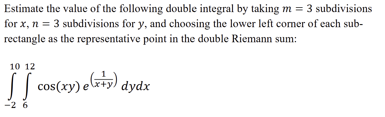 Estimate the value of ﻿the following double integral | Chegg.com