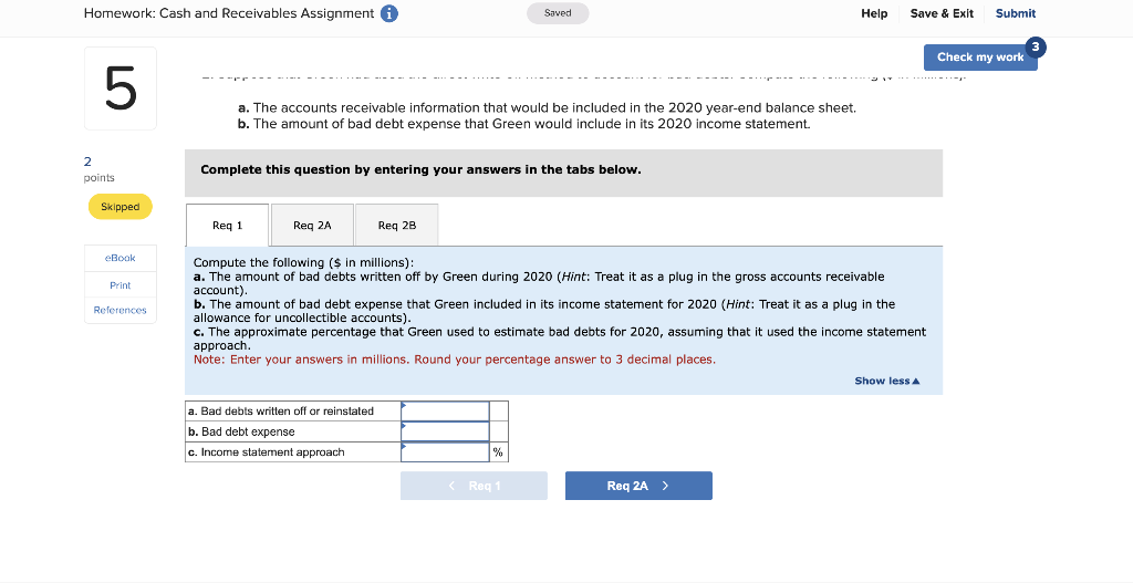 Homework: Cash and Receivables Assignment i Green | Chegg.com