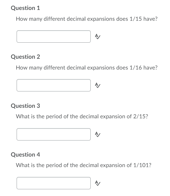 Solved Question 1 How many different decimal expansions does | Chegg.com