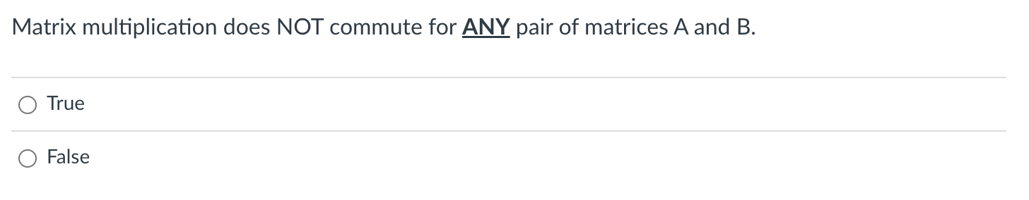 Solved Matrix multiplication does NOT commute for ANY pair | Chegg.com