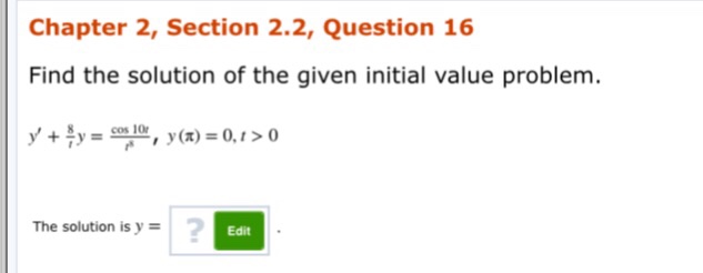 Solved Find the solution of the given initial value problem. | Chegg.com