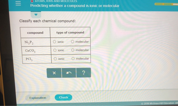 Solved O ATOMS, IONS AND MOLECULES -Predicting whether a | Chegg.com