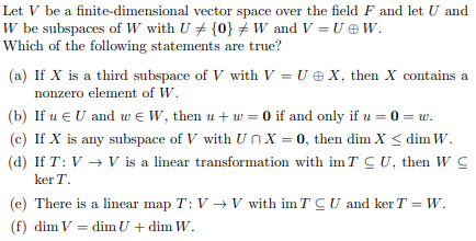Solved Let V be a finite-dimensional vector space over the | Chegg.com