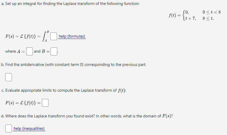 Solved a. Set up an integral for finding the Laplace | Chegg.com