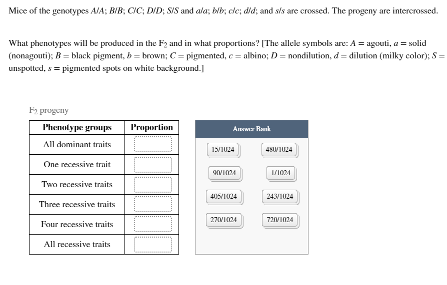 Solved Mice of the genotypes AIA; BIB; CIC; DID; SIS and | Chegg.com