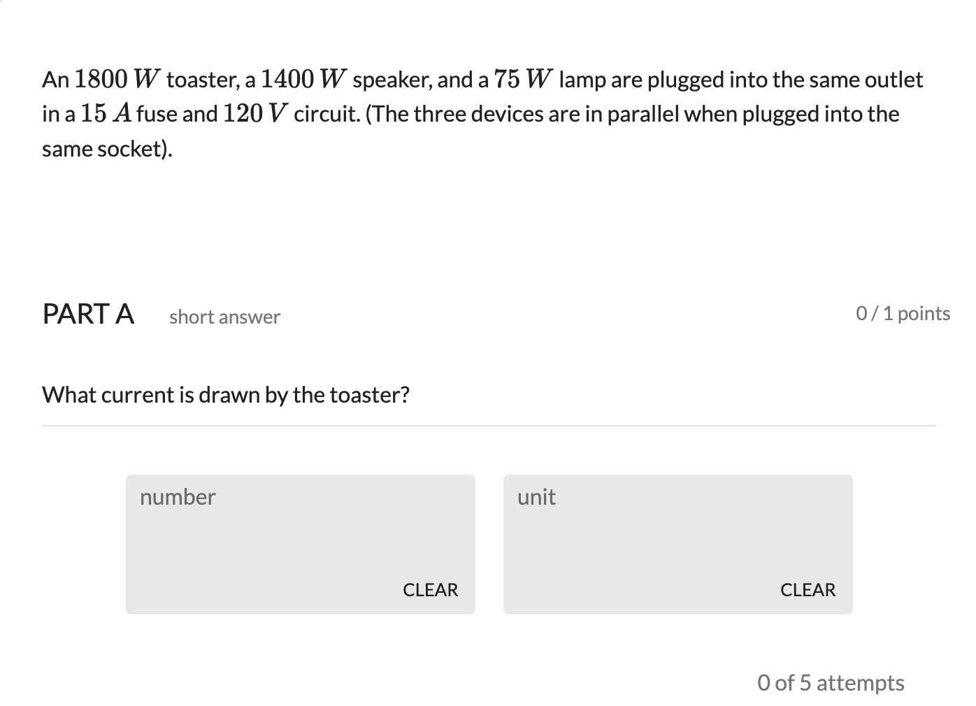 Solved An 1800 W toaster, a 1400 W speaker, and a 75 W lamp | Chegg.com