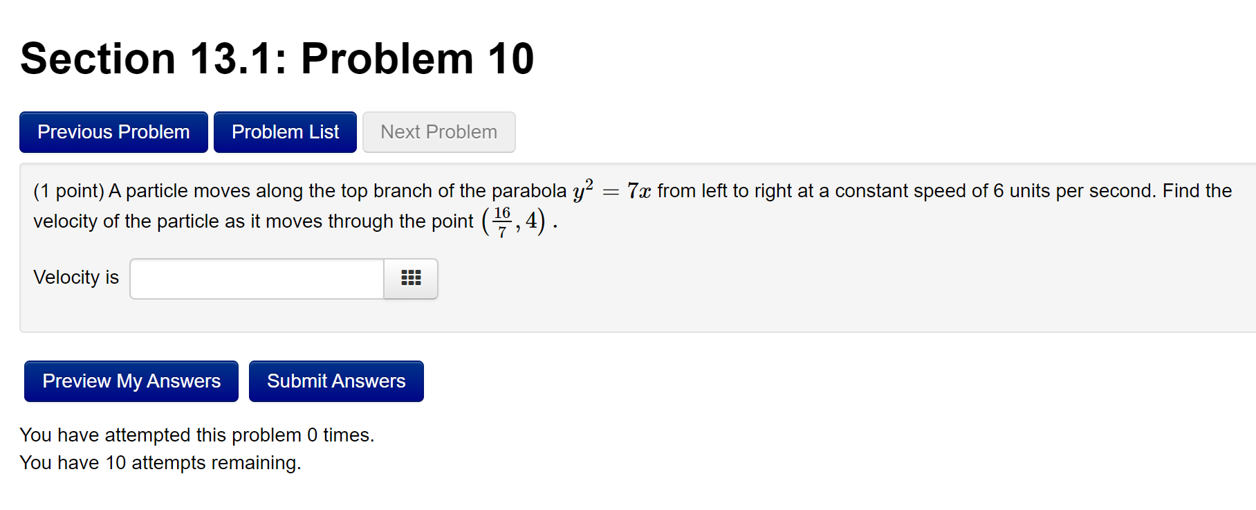 Solved Section 13.1: Problem 10 A particle moves along | Chegg.com